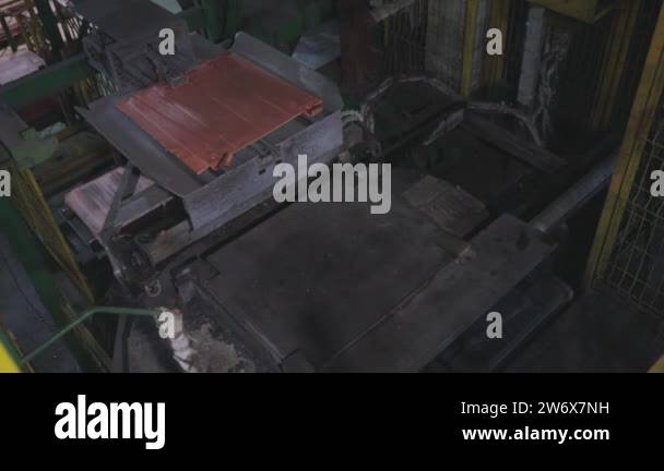 Metal melting in a furnace, red-hot metal. The furnace with molten ...
