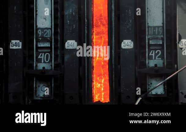 Coke oven battery. red-hot coke in a coke oven battery. Coal coking ...