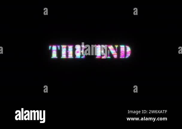 THE END colorful text word flicker light animation loop with glitch ...