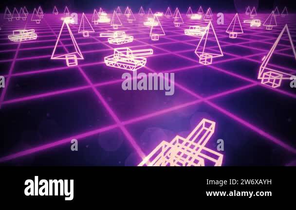 Retro 80s game tanks VHS tape video war battle vector arcade tron ...