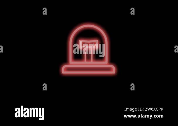 Ambulance light icon with fast red blinking realistic neon light ...