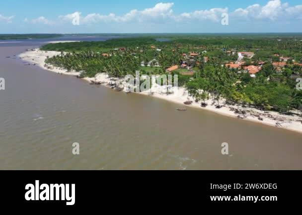 Sand dunes mountains and rain water lagoons at northeast brazilian ...