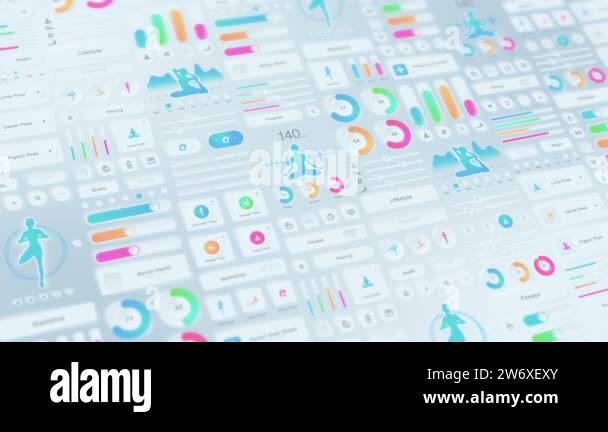 Creative design of yoga application. Neumorphism. Hi tech panel ...