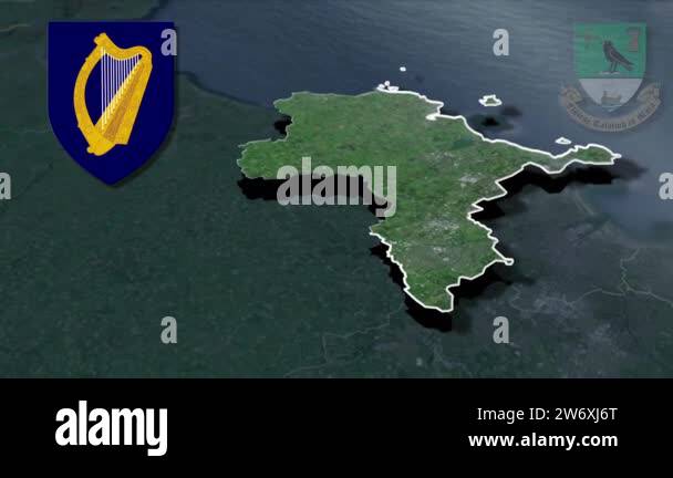 Counties of Ireland Fingal whit Coat of arms animation map Stock Video ...