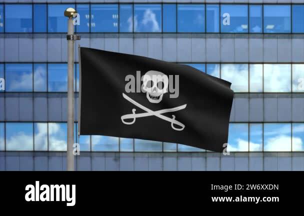 3D, fabric texture of the pirate skull with sabers flag waving in wind ...