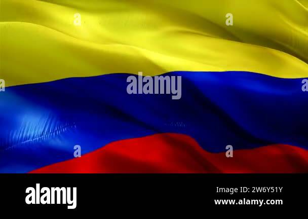 Colombian flag Closeup 1080p Full HD 1920X1080 footage video waving in ...