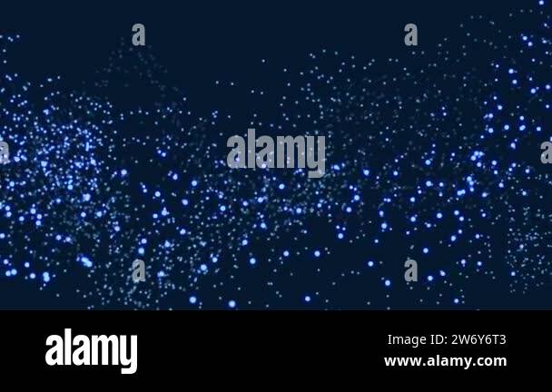 Dynamic wave of glowing particles. Digital technology background. 3d rendering. Seamless loop ...