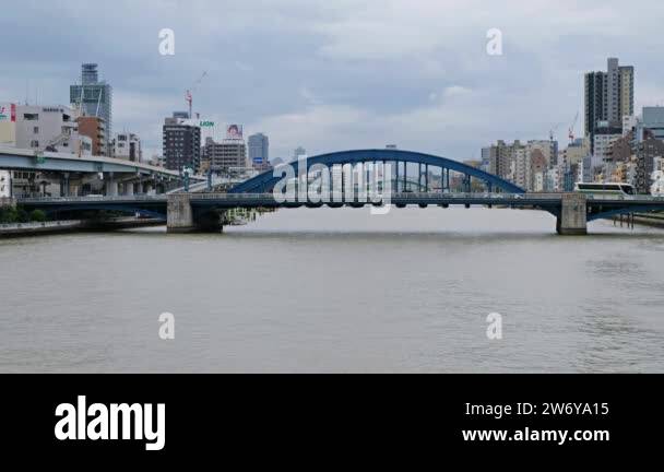 Tokyo, Japan - October 24, 2019: Video of blue tied-arch Komagata ...