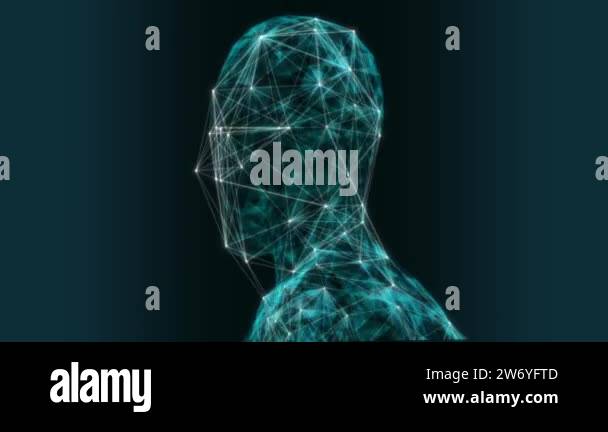 Low poly body motion animation on blue background for artificial ...