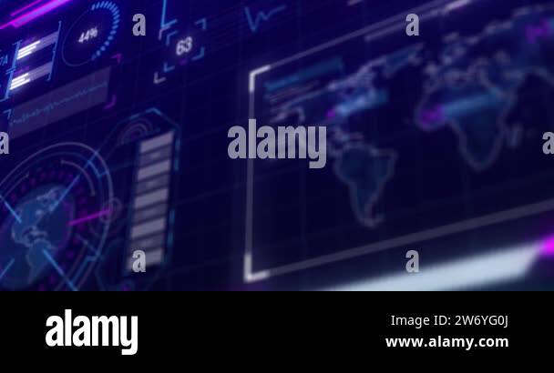 Digital animation of digital interface with data processing against ...