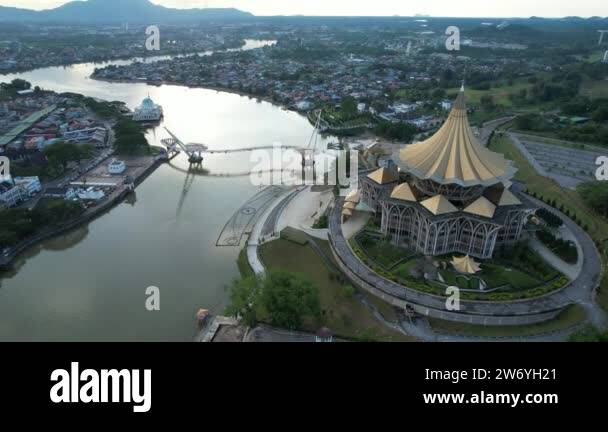 Kuching, Sarawak Malaysia - May 14 2021: The buildings, landmarks and ...