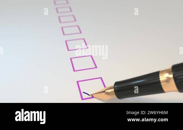 Pen ticking boxes fountain survey vote exam tick ticker loop 4K Stock ...