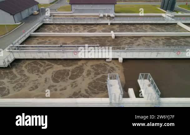 Waste water sewage separation tanks. Sewage management facility ...