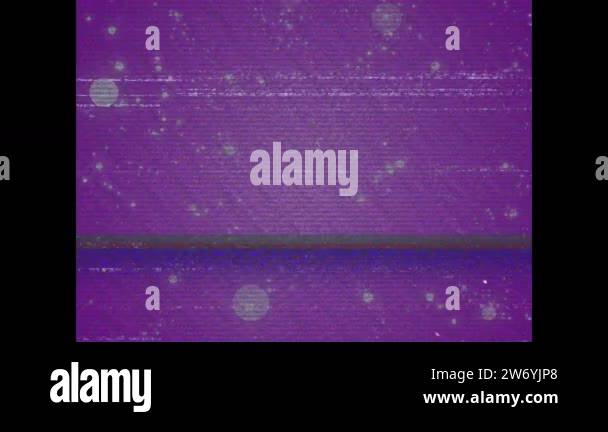 Animation of interference over glowing spots on purple background. global digital interface ...