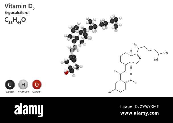 Chemical structure of Vitamin D2 (Ergocalciferol). Also known as ...