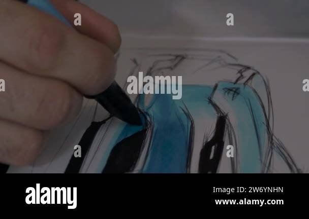 Drawing different shades of blue Stock Video Footage - Alamy