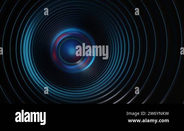 Minimal black spiral in infinite rotation with light effects. Seamless ...