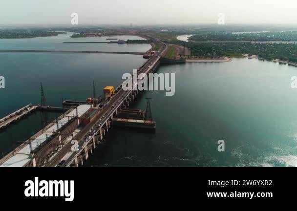 Water dam and reservoir river generating hydro electricity power ...