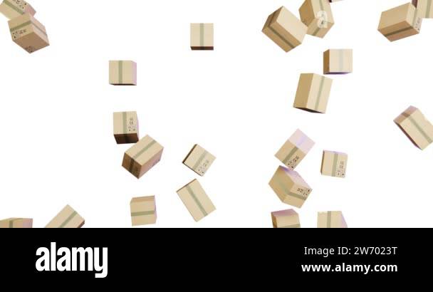 3d animation boxes with gifts, purchases, orders fall and cover the ...