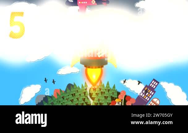 HD animation cartoon rocket space shuttle count down introduction for ...