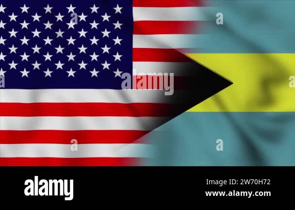 The United States of America and the Bahamas flag. USA and Bahamas ...