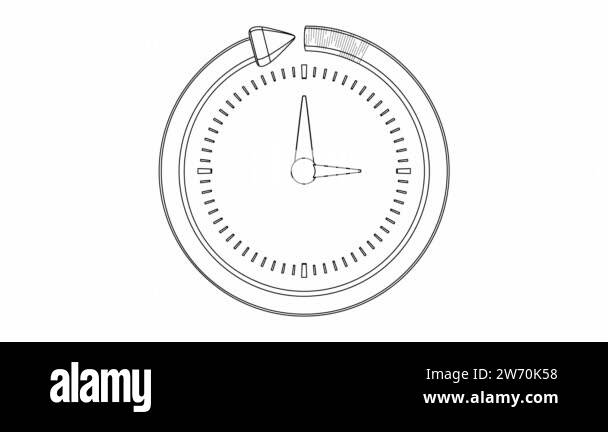 Lines drawing animation. Arrow and clock as a symbol of time and ...