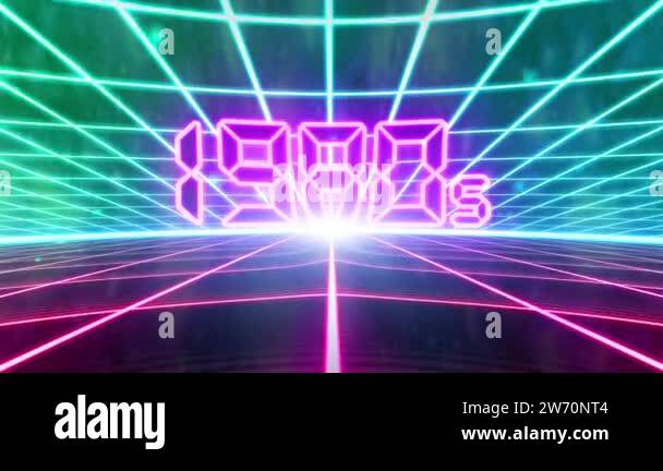 1980s retro 80s VHS tape video game intro landscape vector arcade ...