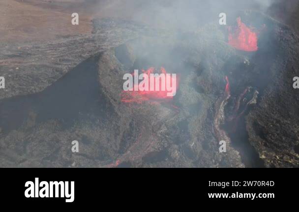 Flying Low close to Hot lava magma revealing Mount Fagradalsfjall ...