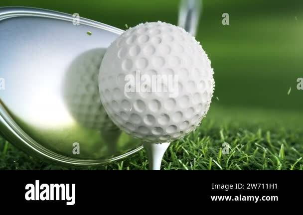 Golf club, hitting the golf ball, super slo-mo, close-up, extreme ...