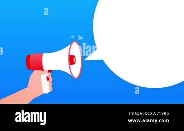 We are hiring megaphone blue banner in 3D style on white background. Motion graphics Stock Video ...