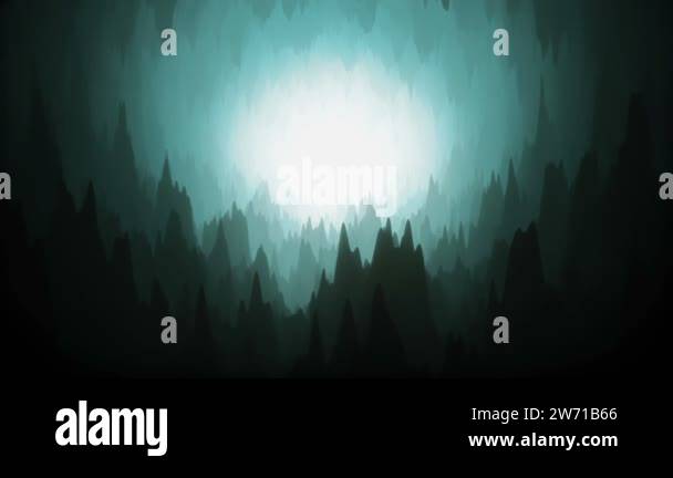 Camera exploring a Dark Mystic stylized silhouette blue Stone cave ...