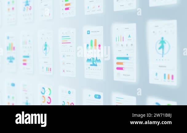 Creative design of yoga application. Neumorphism. Hi tech panel ...