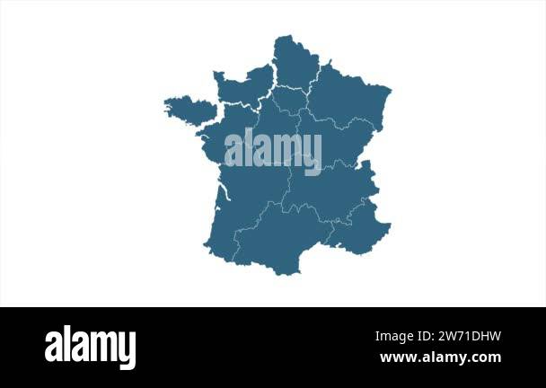 France Map Showing Up Intro With New Regions. 4k animated France map ...