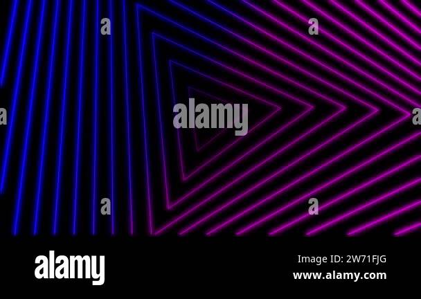 Geometric triangle shape. Animation motion of neon triangles with ...