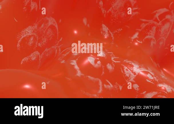 the red smooth textured surface is deformed. looped animated background ...