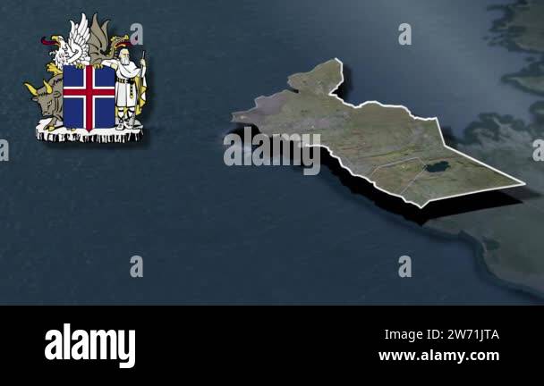 Regions of Iceland Southern Peninsula whit Coat of arms animation map ...