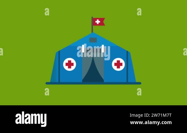 hospital camp icon animation on the green screen background. 4K video ...