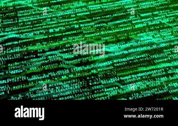 Abstract digital background with self written green data running with Matrix Effect. Animation ...