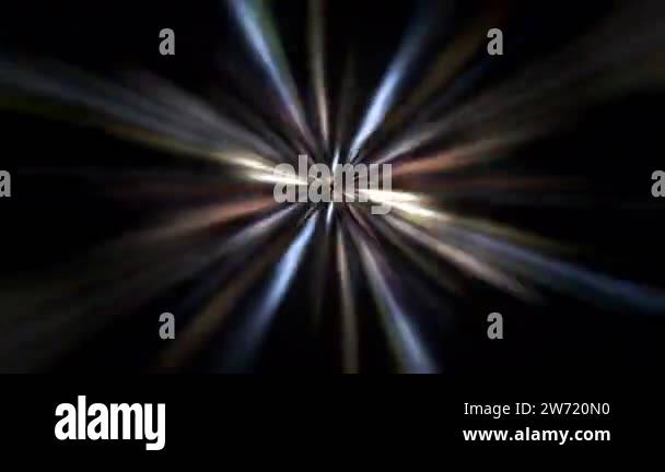 Abstract loop rotating colorful flicker star light sparking with beam ...
