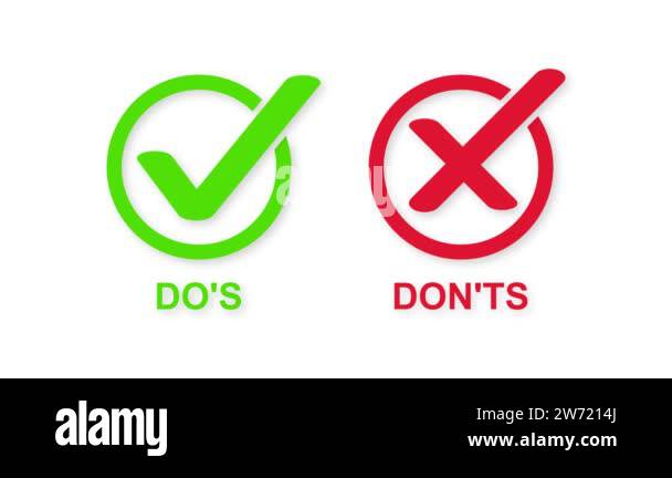 check marks ui button with dos and donts. flat simple style trend modern red and green checkmark ...