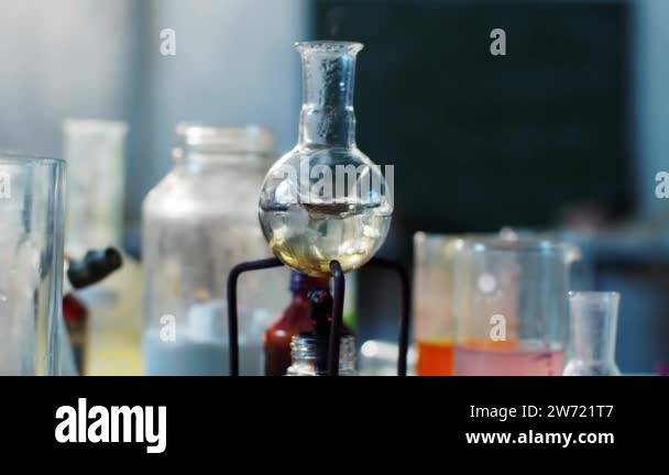 Concept of chemistry experiments in the laboratory boiling chemical ...