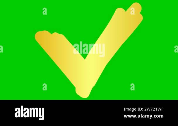 Animated golden icon of check mark drawn with marker. Hand drawn symbol ...