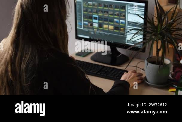 Woman typing computer back view Stock Videos & Footage - HD and 4K ...