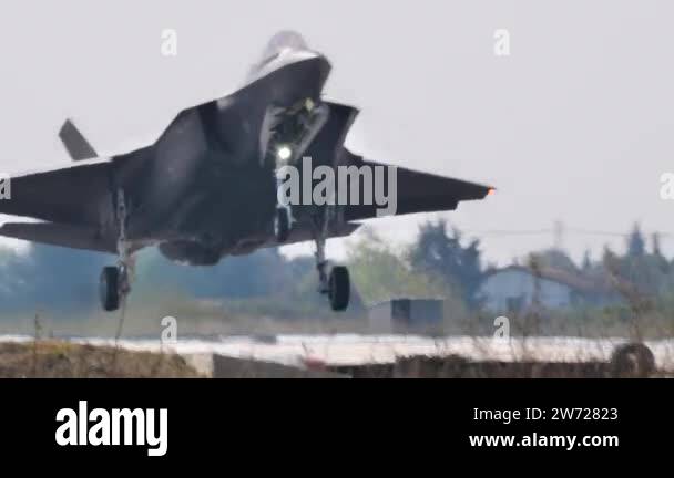 Lockheed Martin F-35 Lightning II of Italian Air Force landing close up ...