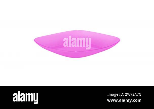 Stop motion animation. Changing the color of kitchen plates on a white ...