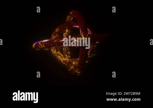 several three-dimensional rotating rings with a luminous texture on a ...