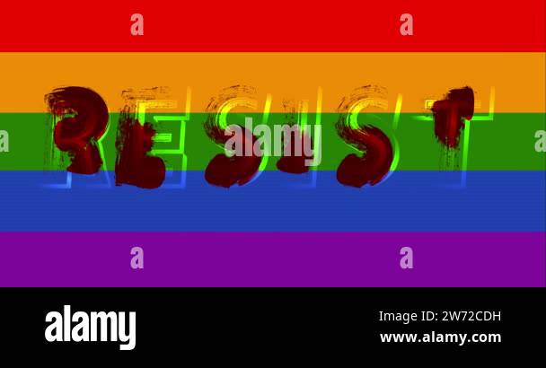 Resist sign banner Rainbow flag. 4k animated activist rally gathering ...