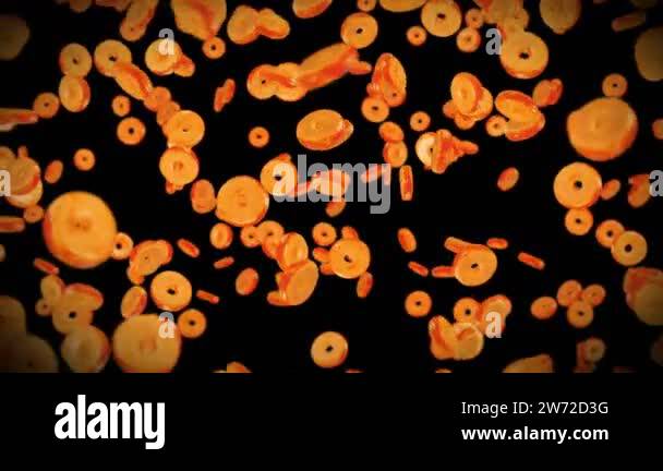 Flying many plain donuts on black background. Doughnut cake, Sweets ...