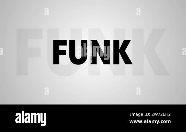 Digital animation of funk text with shadow effect against grey ...