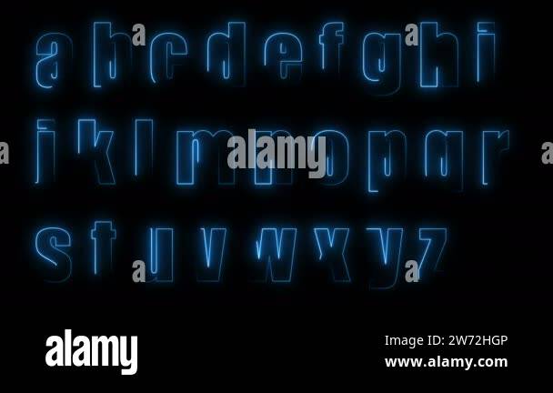 Dynamic glow effects of the contours of the lowercase letters of the ...
